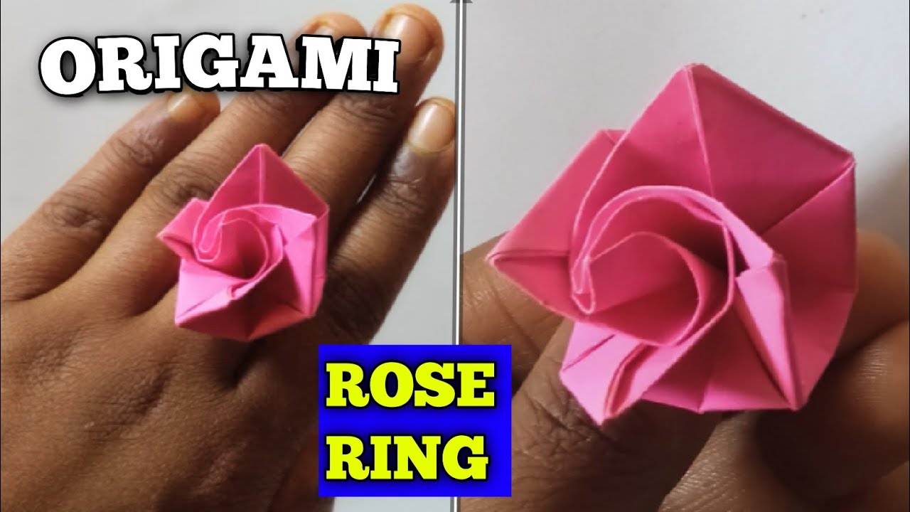 How to make a beautiful rose ring | origami paper rose ring making easy ...