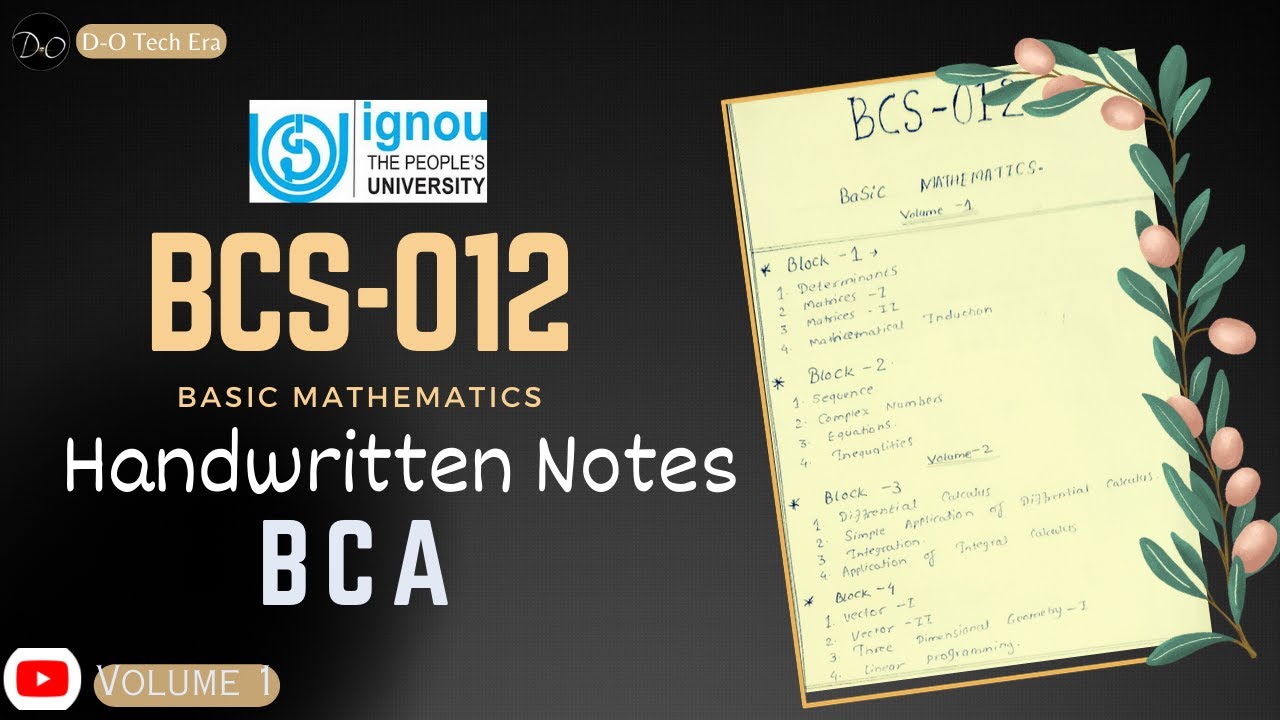 BCS-12 Handwritten Notes PDF | Basic Mathematics | #ignou first ...