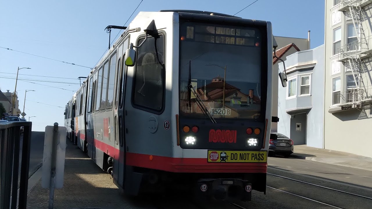 SF Muni 2001 Breda LRV3 1520 on Route N Judah - 2-Car Train 1520+1465 ...