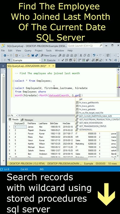 List Employees Who Joined Hired Last Month From The Current Month Sqlserver Youtube