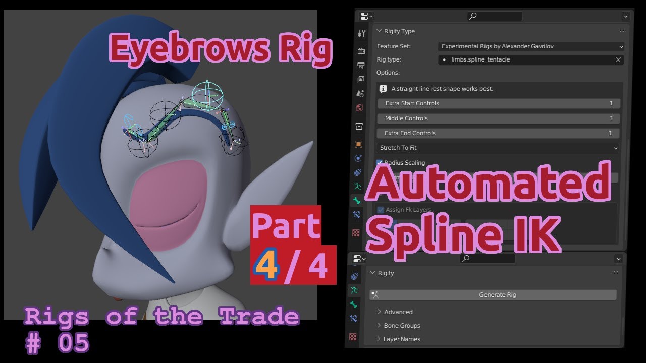 🌆Rigs of the Trade # 05 — Part 4/4 Eyebrows Rig: Automated Spline IK ...