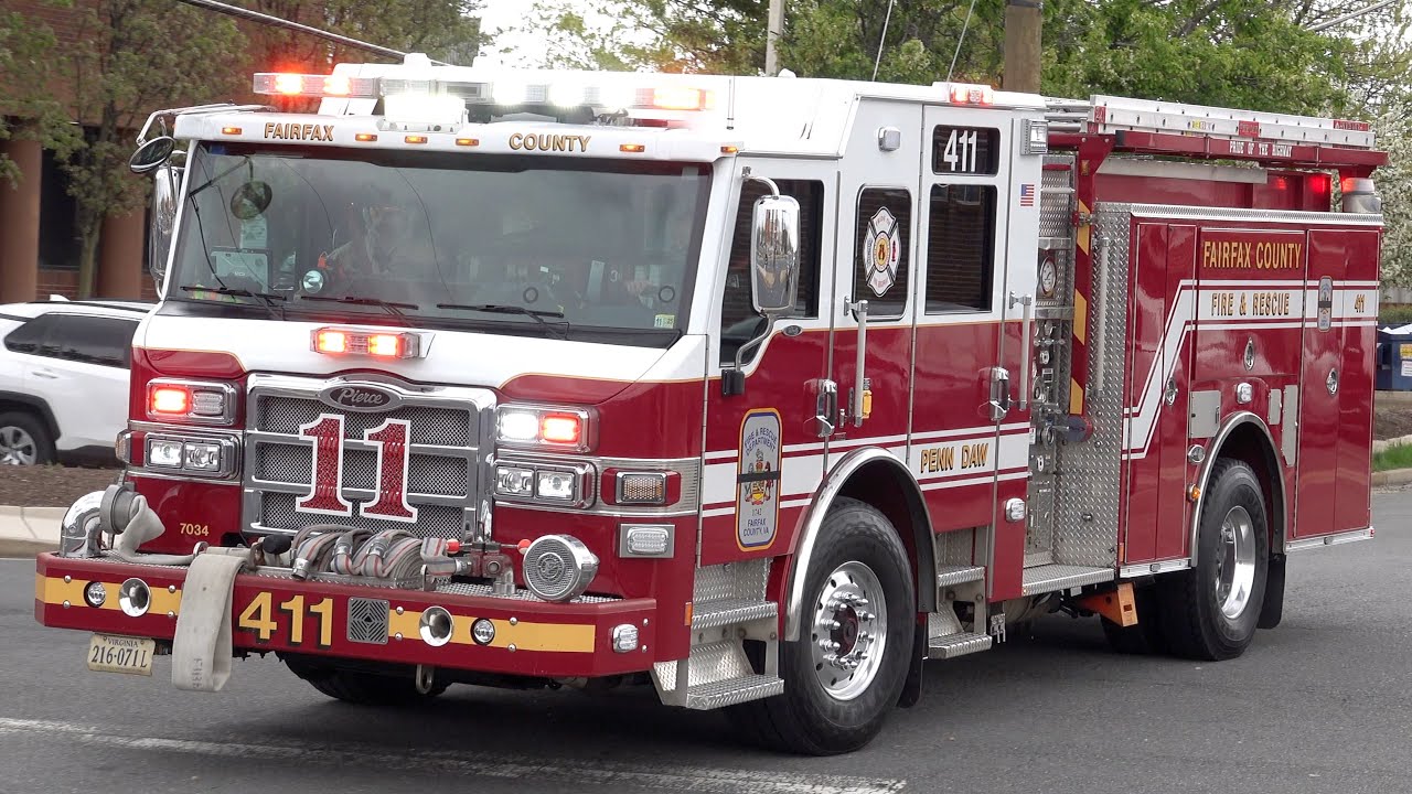 Fairfax County Fire & Rescue Engine 411 Responding - YouTube