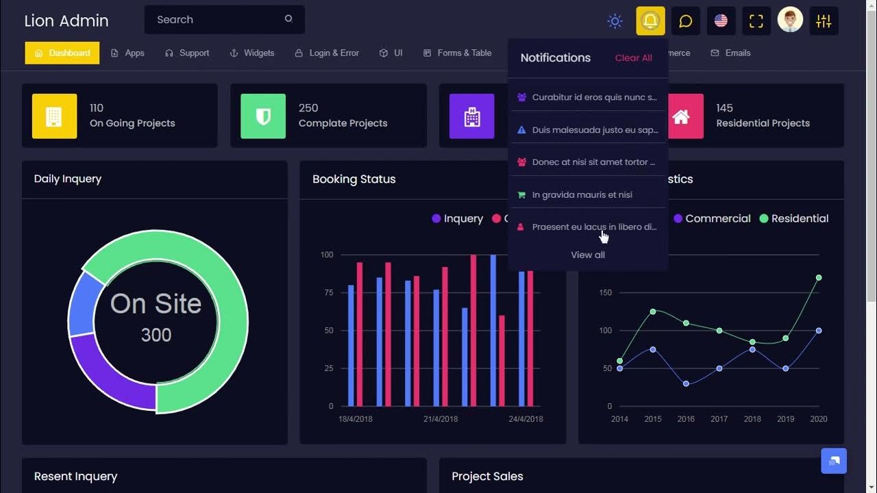 Bootstrap Admin Templates Dashboard with LTR Dark Theme - YouTube