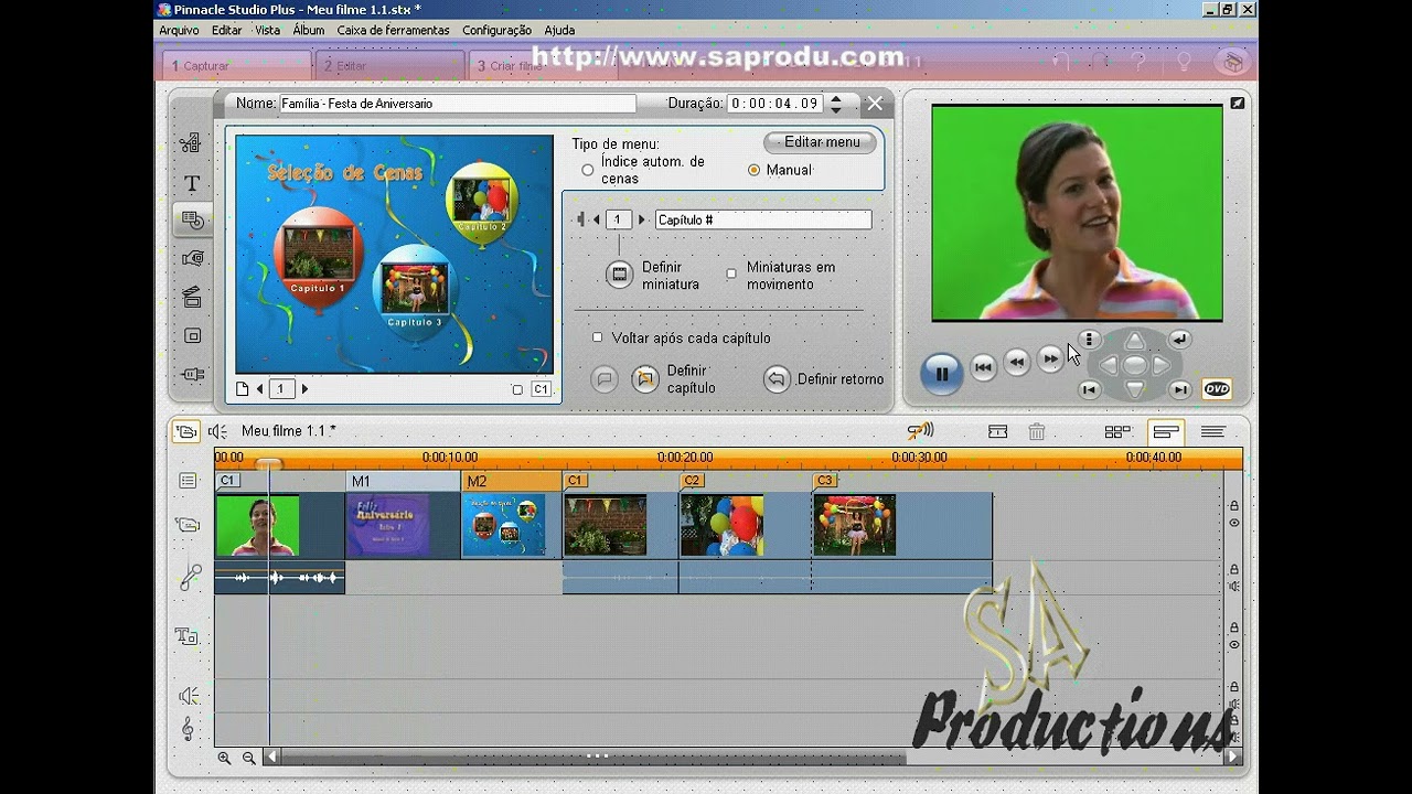 criação de menus pinnacle - Pinnacle Studio 15 Ultimate - YouTube
