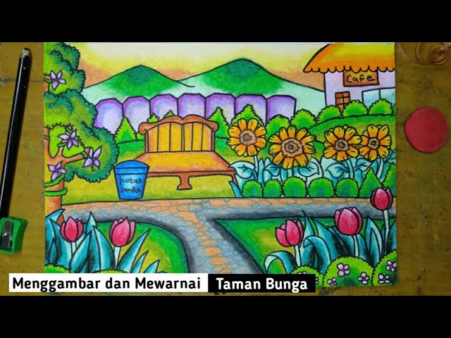 Mewarnai Gambar Taman Bunga