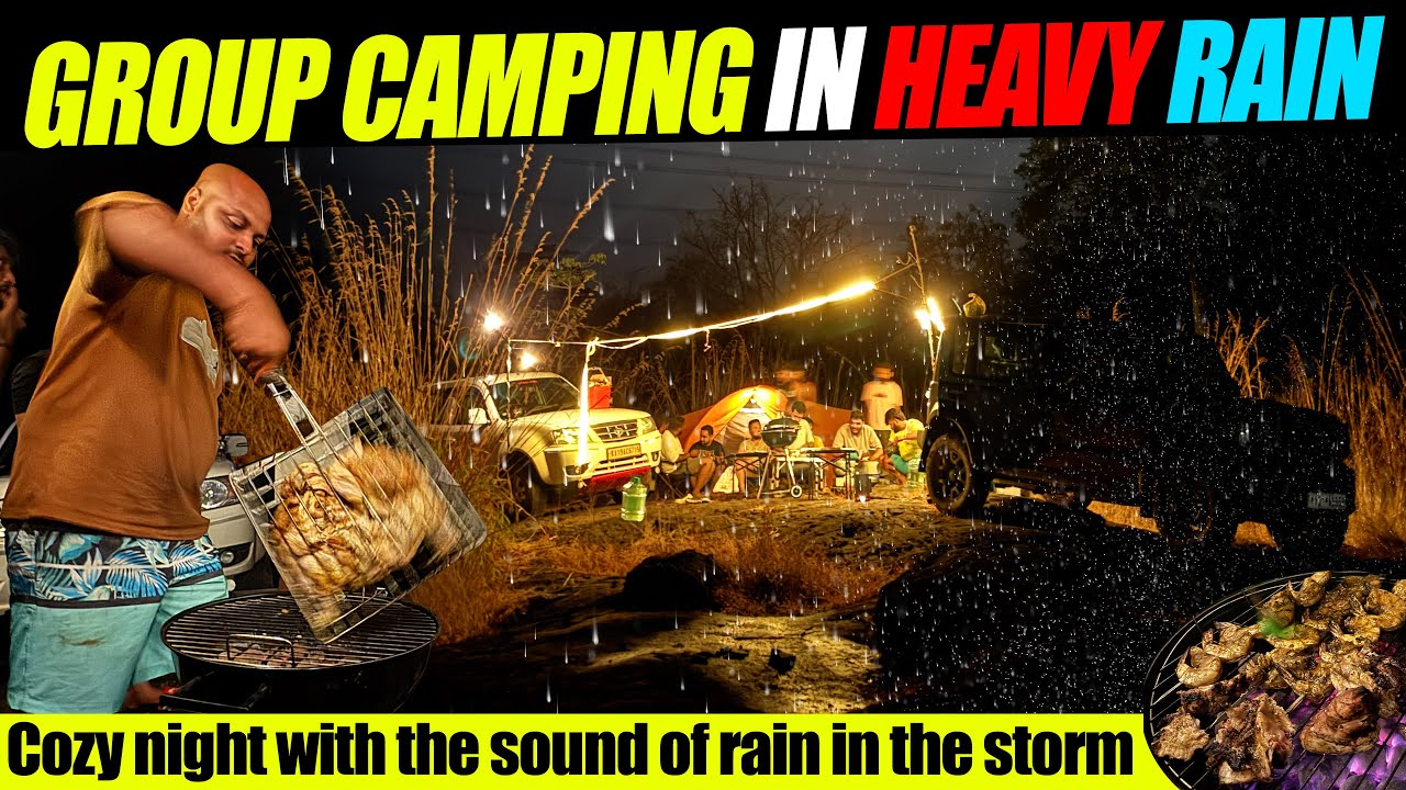 Group Camping in Heavy Rain | Heavy Rain Camping - YouTube