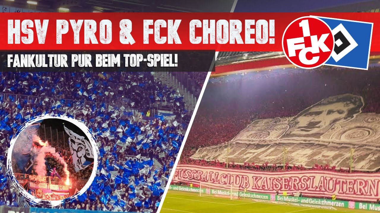 HSV Pyroshow beim 1. FC Kaiserslautern und Choreografie der FCK-Fans ...
