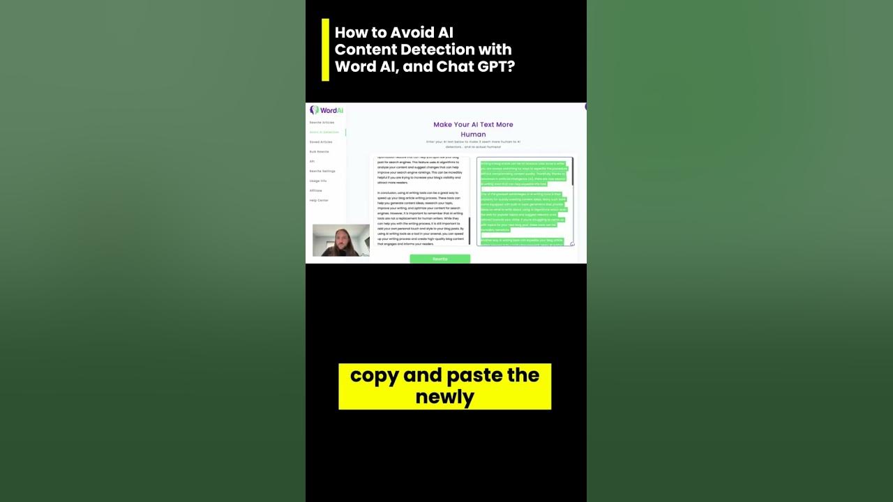 How To Avoid Ai Content Detection With Word Ai Chat Gpt - YouTube