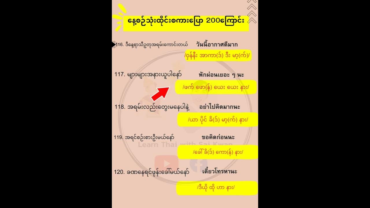 နေ့စဉ်သုံးထိုင်းစကားပြော 116 120 Learnthaiwithsaikwan Youtube