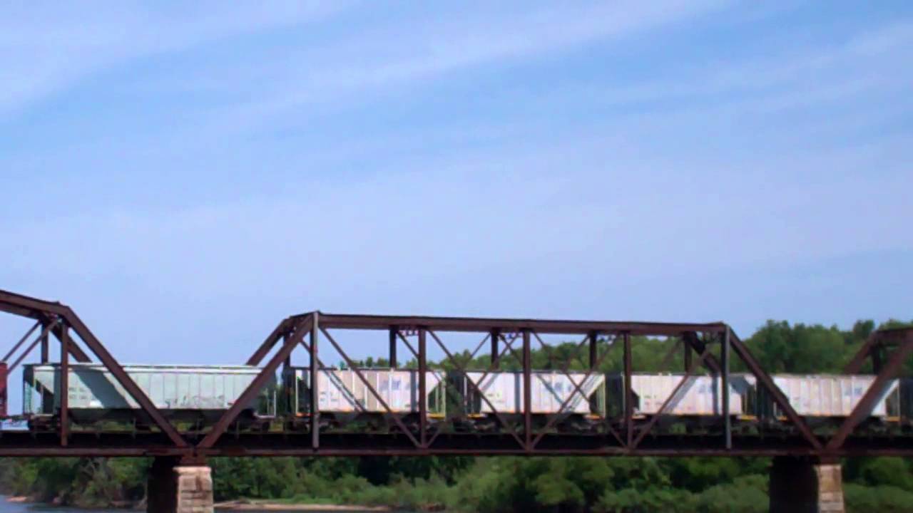Train over swinging bridge - YouTube