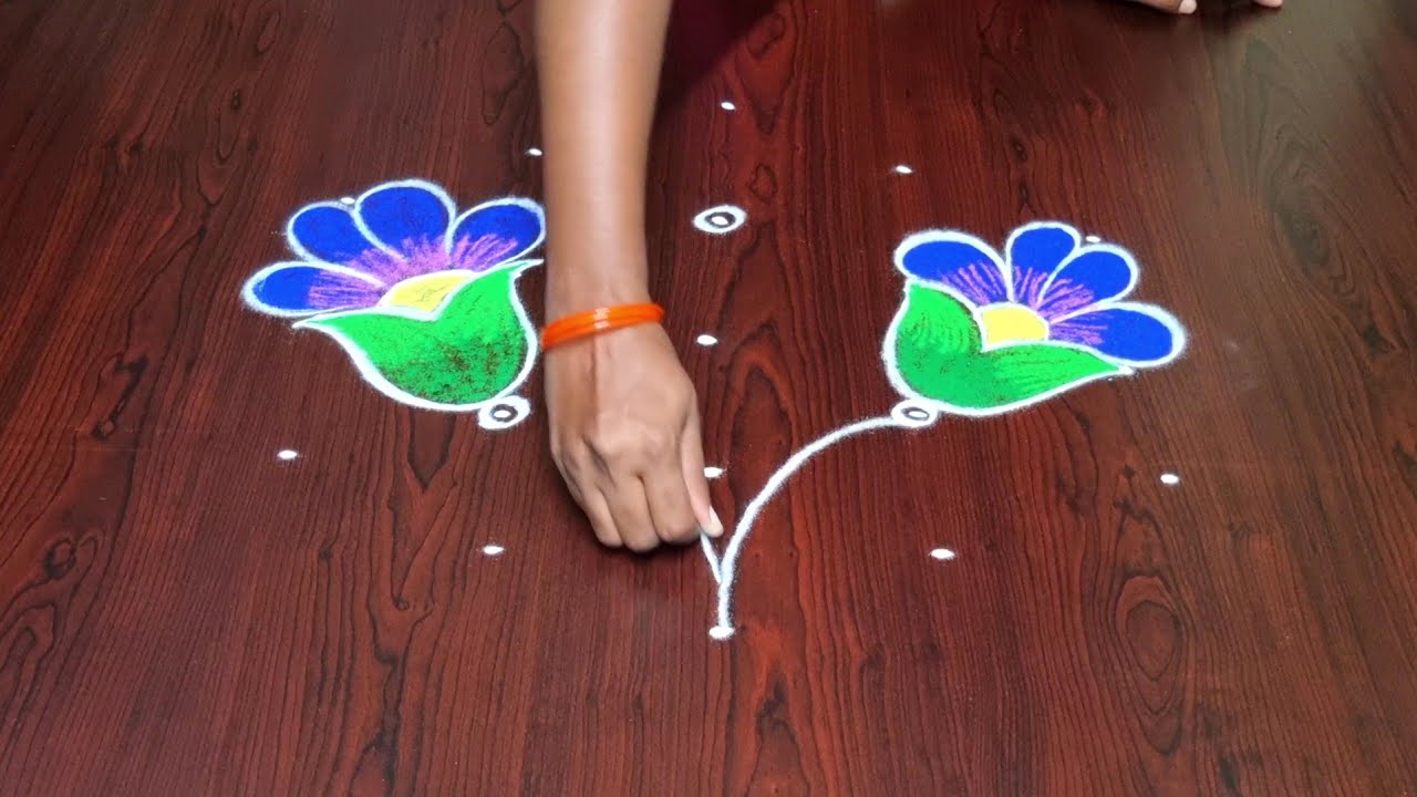 Flowers rangoli design || Sankranthi rangoli || friday rangoli || - YouTube