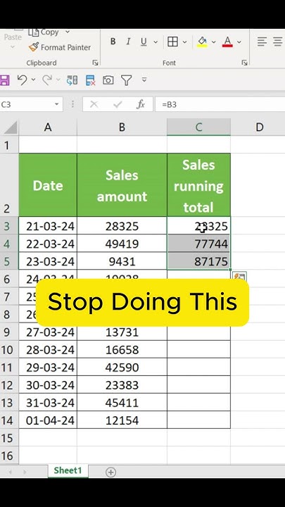 How to calculate the running total in Excel #excelshorts #exceltricks# #exceltips #exceltutorial ...