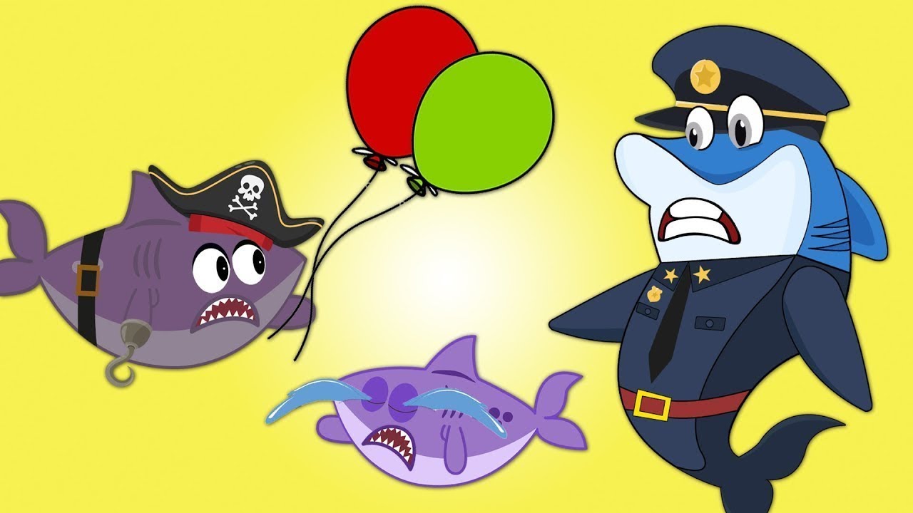 Police Shark arrested Pirate Shark to return Baby Shark Balloons ...