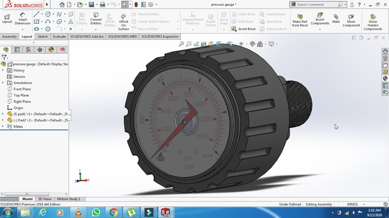 Pressure Gauge in Solidworks - YouTube