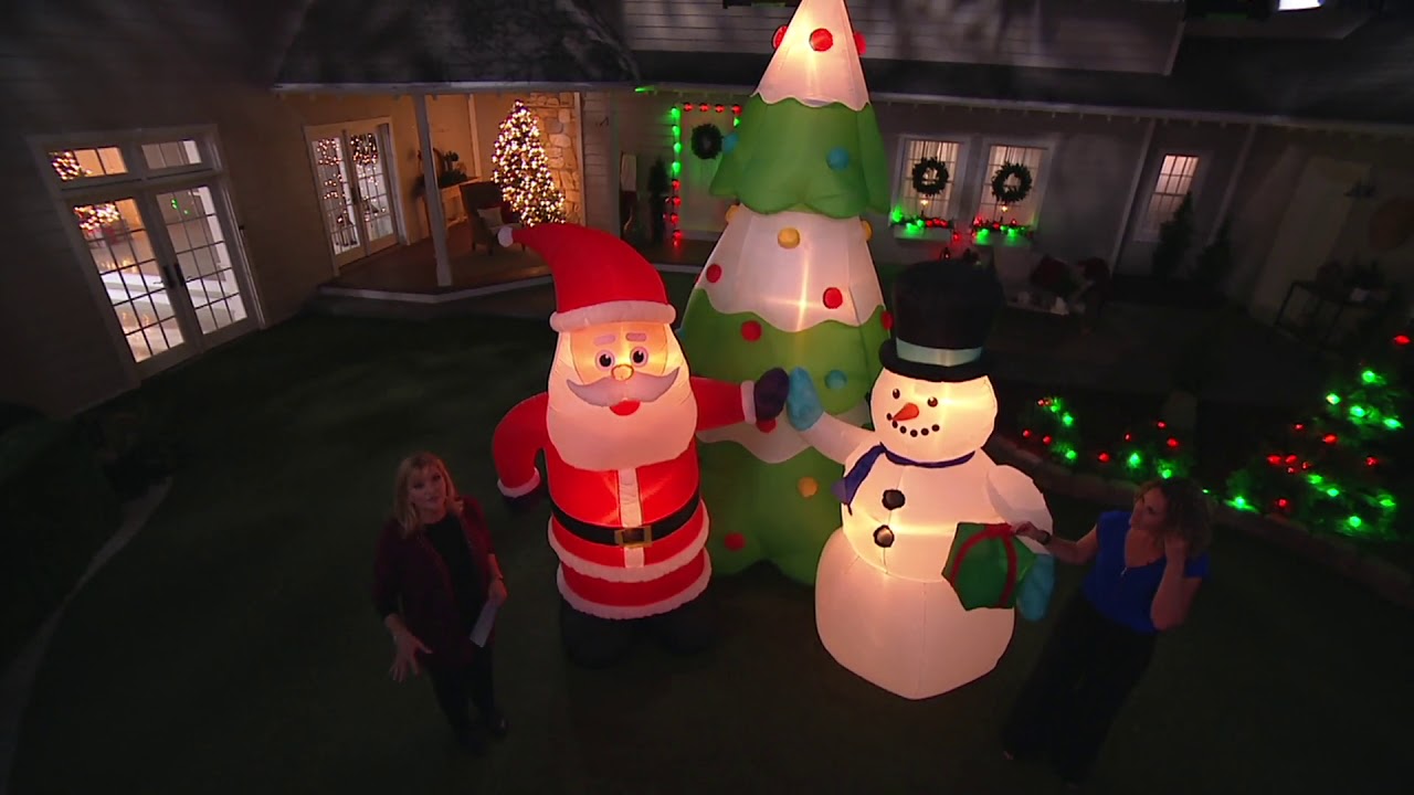 Kringle Express 12' Illuminated Inflatable with Santa, Snowman and Tree ...