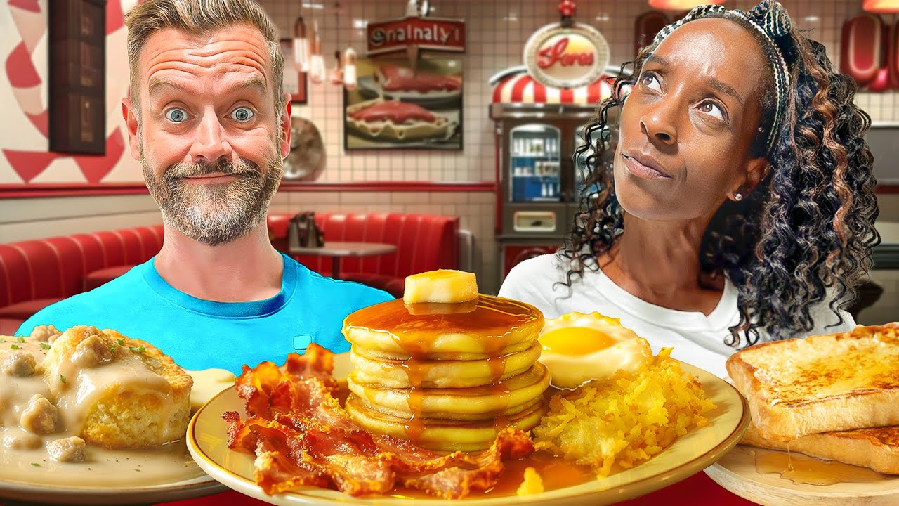 Brits Try a Classic American Diner Breakfast For The First Time - YouTube