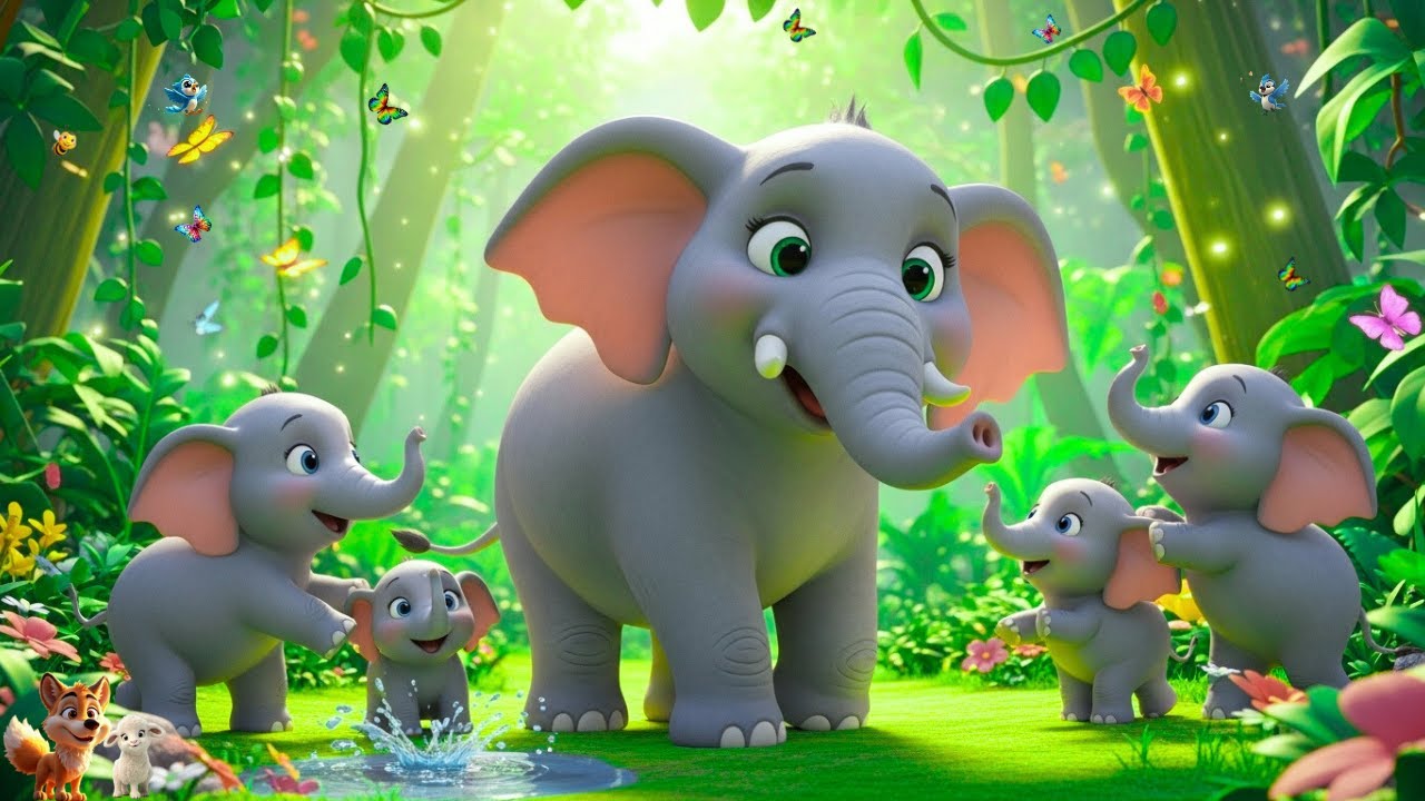 Elephant and the Baby Elephants' Playtime | Fun Jungle Adventure for ...