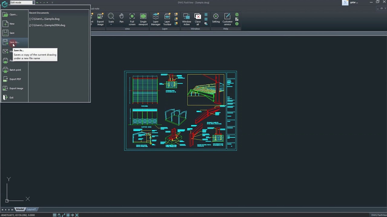 How to save as the drawing in DWG FastView? - YouTube