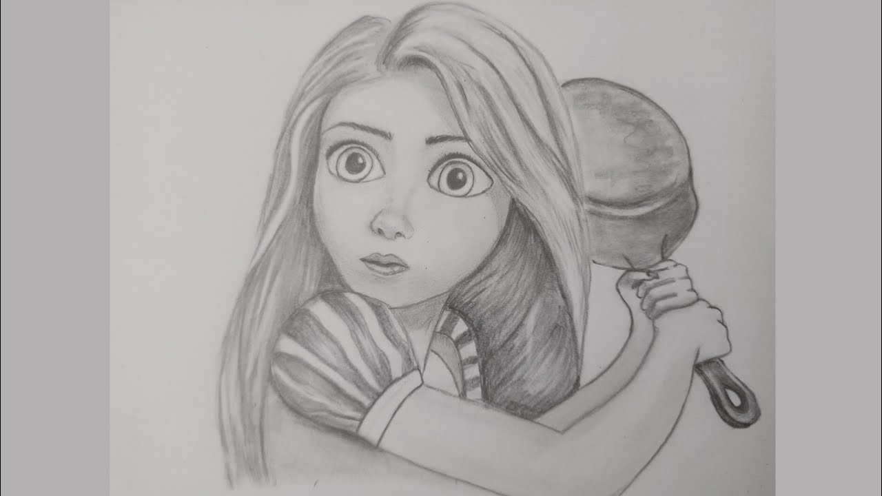 how to draw Rapunzel from Tangled Disney princess girl drawing easy ...