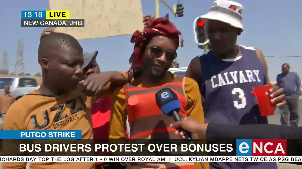 Putco strike bus drivers protest over bonuses - YouTube