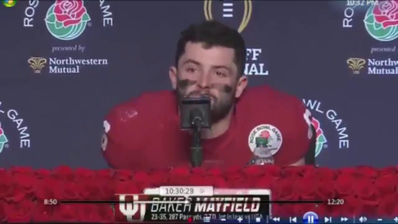 Baker Mayfield Crying in Post Game Press Conference After Final Game ...
