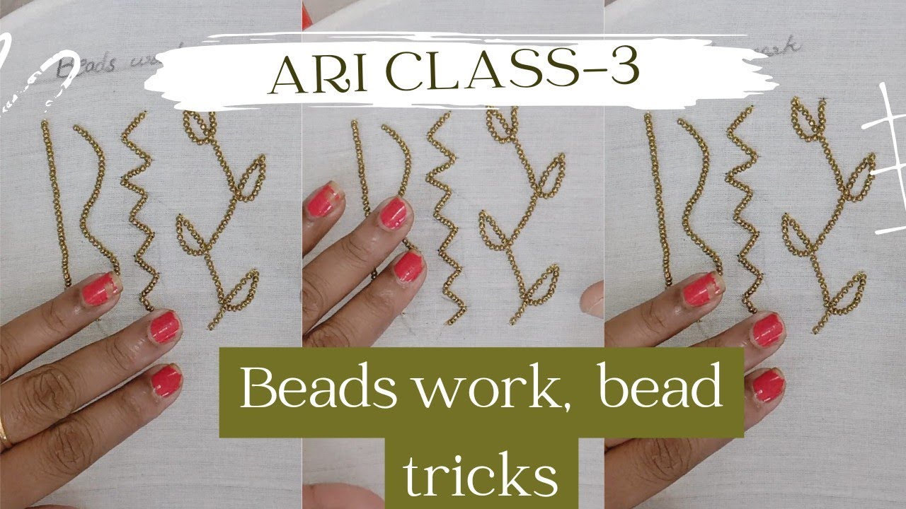 Ari class -3🪡Ari work for beginners/Ari bead work basic stitches in ...