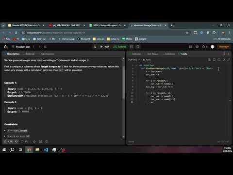 643. Maximum Average Subarray I python - YouTube