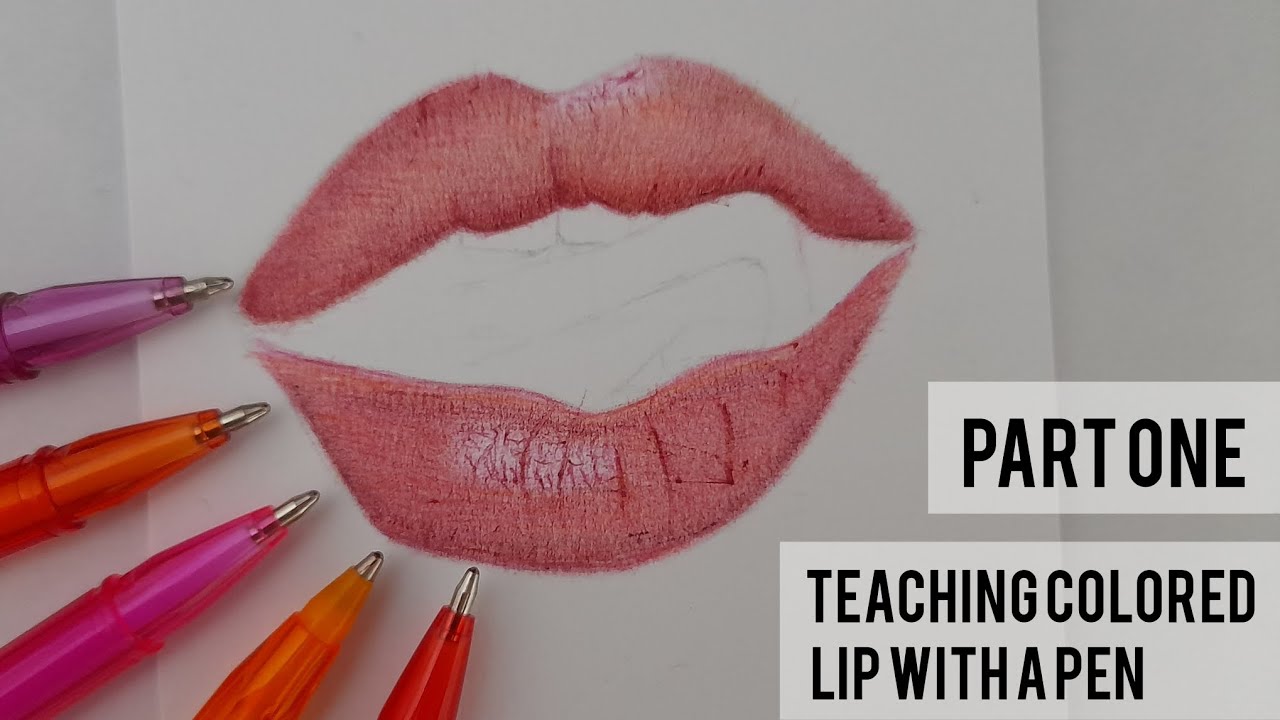 Teaching lips with a colored pen#drawingtutorial #drawing #artwork ...