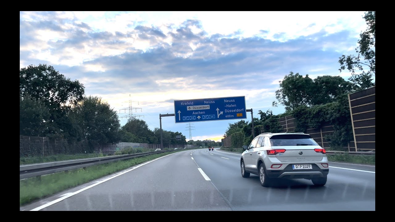 Relaxed Sunset Drive on the Autobahn A555 & A57 in Germany with Rain ...