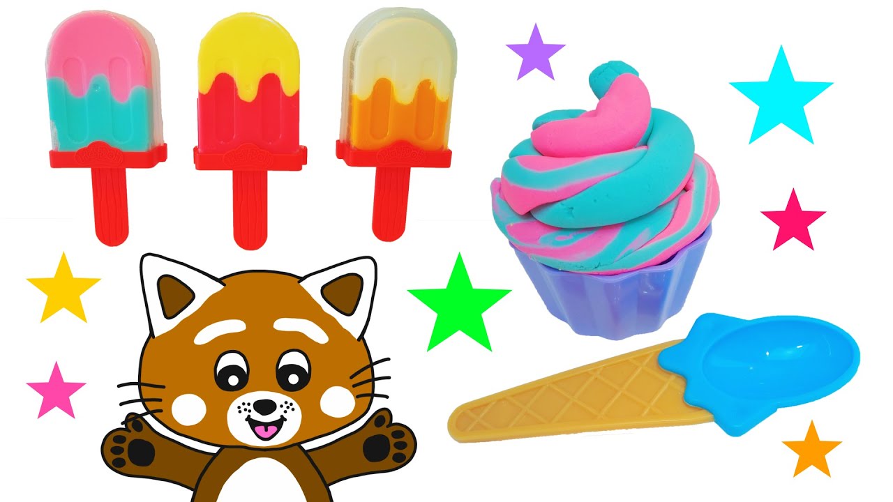 Timmy the Panda Makes Colorful Play Doh Ice Creams - YouTube