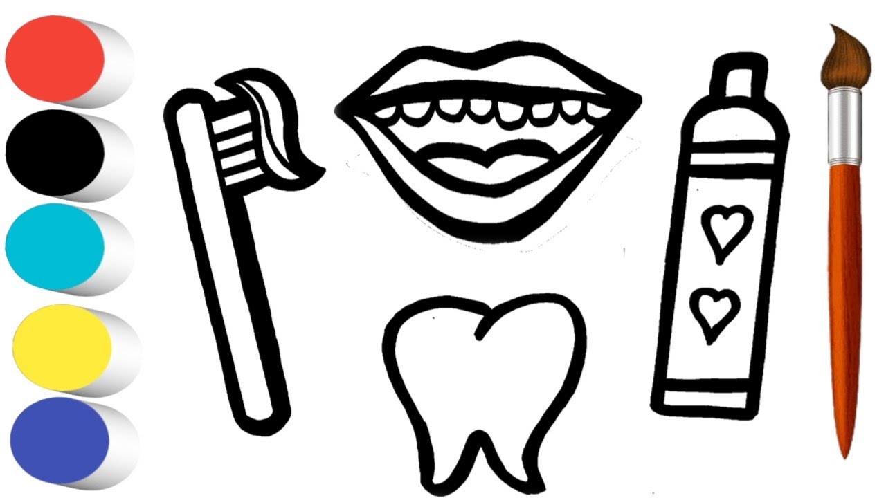 Oral Hygiene Drawing, Painting and Coloring For Kids,Toddlers,Draw Easy ...