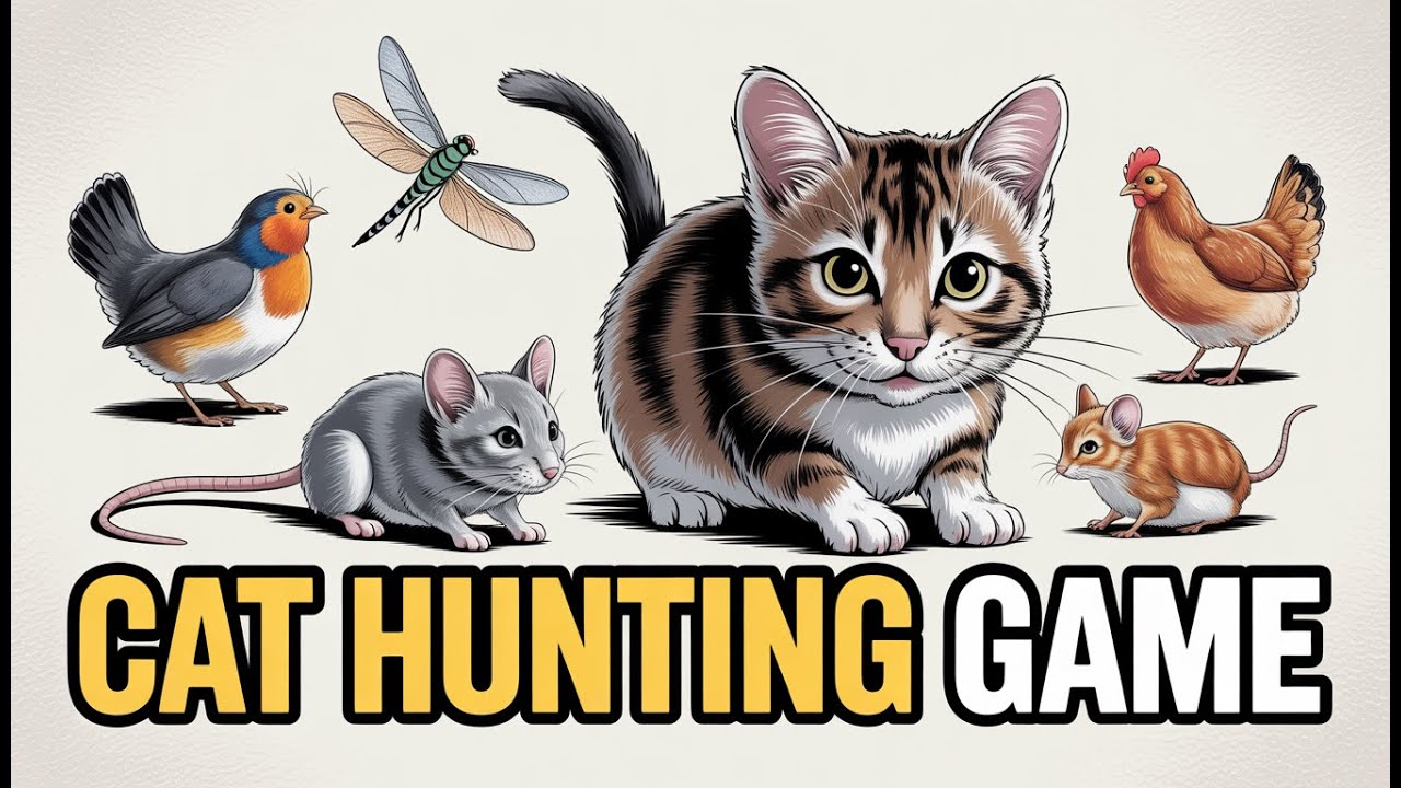 Cat Hunting Game On Screen | Mice, Birds & Dragonfly - YouTube