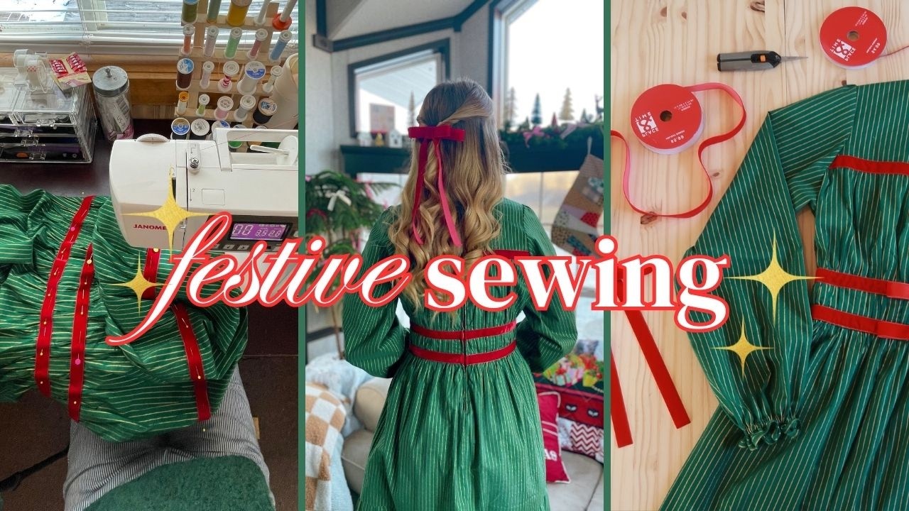Sewing a Festive Christmas Dress 🎄 | Cozy Holiday Sewing Vlog - YouTube