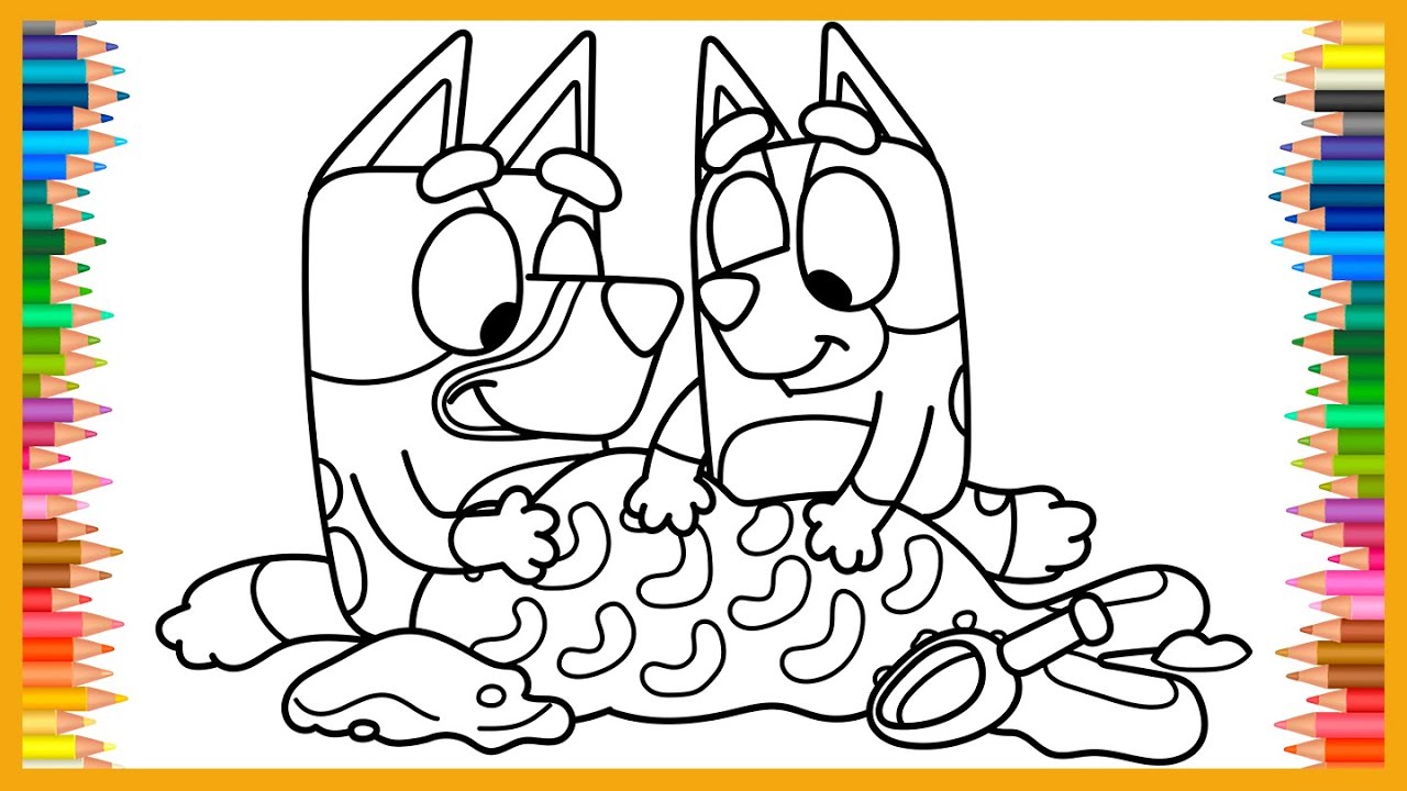 🎨Coloring Bluey & Bingo in the Sand Mermaid | Art For Kids, Easy ...