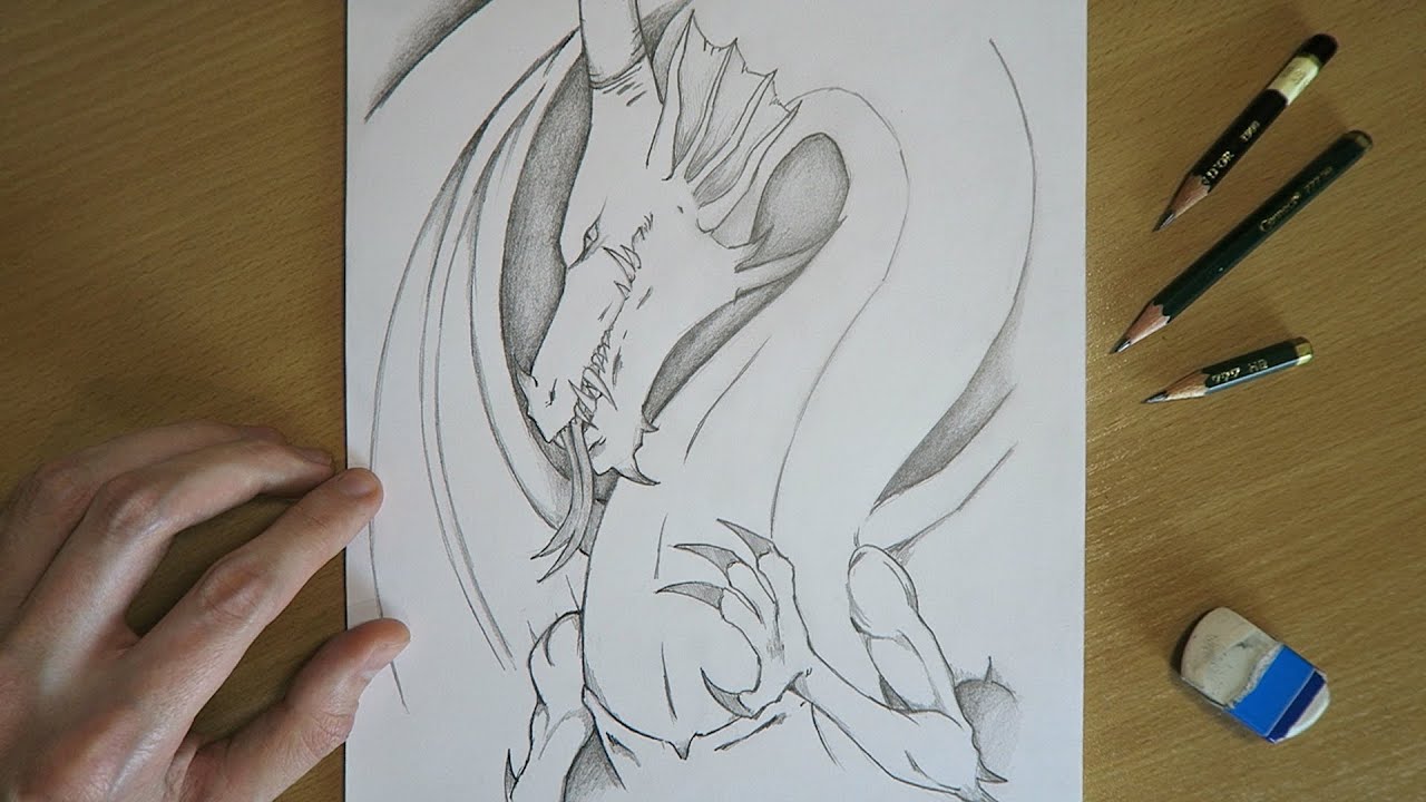 How to Draw a Powerful Dragon | Pencil Sketch Drawing | Step by Step ...