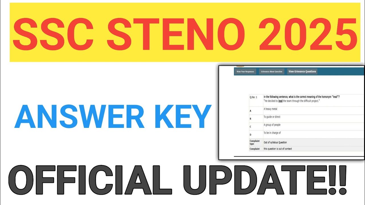Ssc stenographer 2025 answer key update! SSC steno 2025 answer key ...