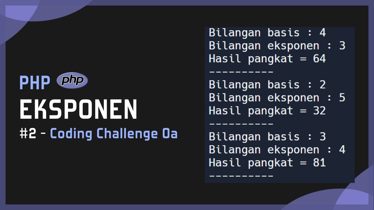 Eksponen | #2 - Coding Challenge 0a | PHP - YouTube