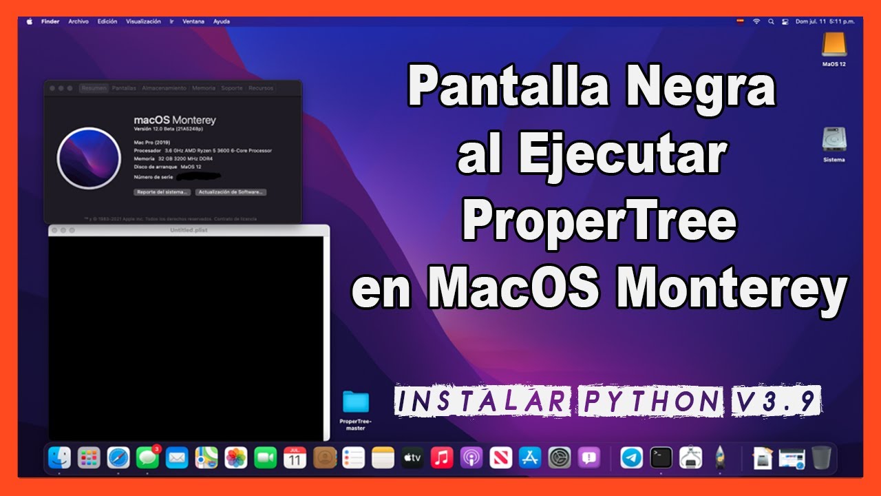 SOLUCIÓN A PANTALLA NEGRA DE PROPERTREE EN MACOS 12 MONTERREY - YouTube