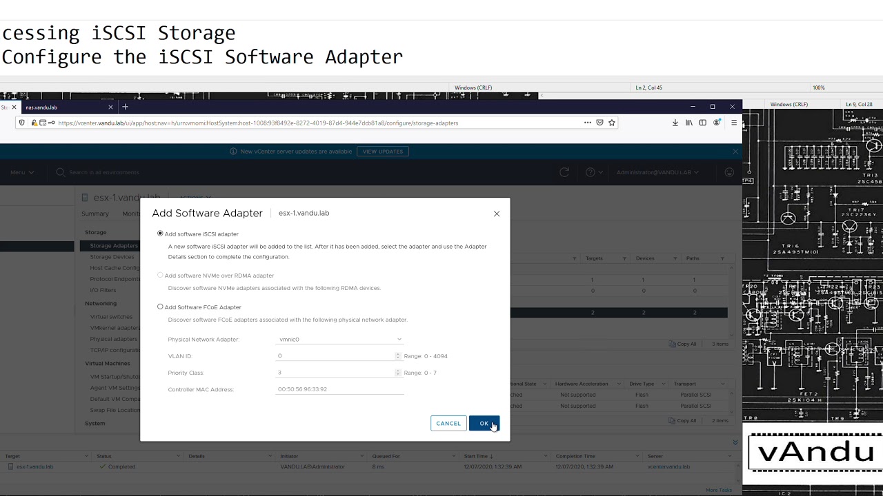 Lab 4. Task 2. Configure the iSCSI Software Adapter - YouTube