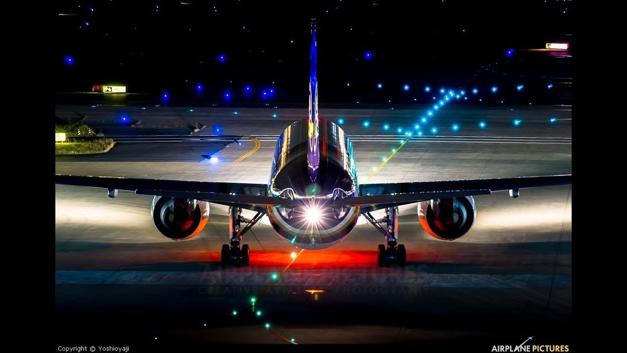 Airplane Taking Off At Night Wallpaper