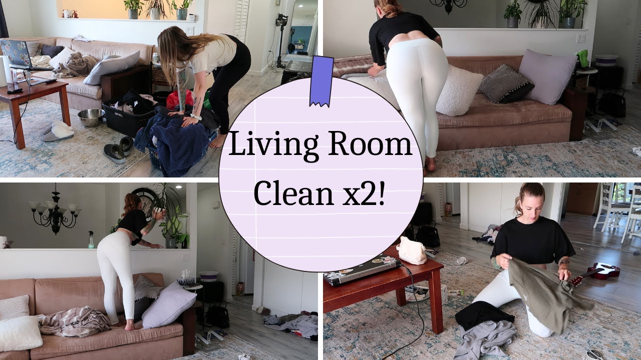 LIVING ROOM CLEANING X2 | DOUBLE THE MOTIVATION - YouTube