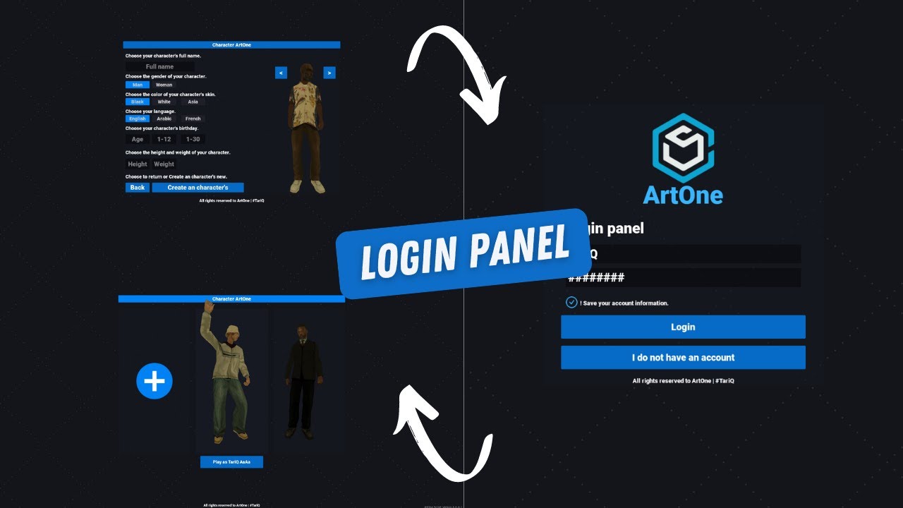 [ ArtOne ] - MTA:SA : Login Panel Roleplay | لوحة تسجيل الدخول !! - YouTube