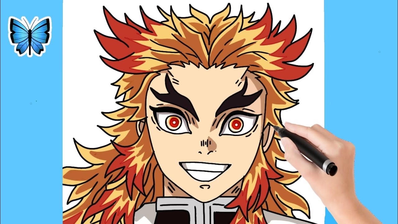 How to draw Kyojuro Rengoku from Demon Slayer Step by Step - YouTube