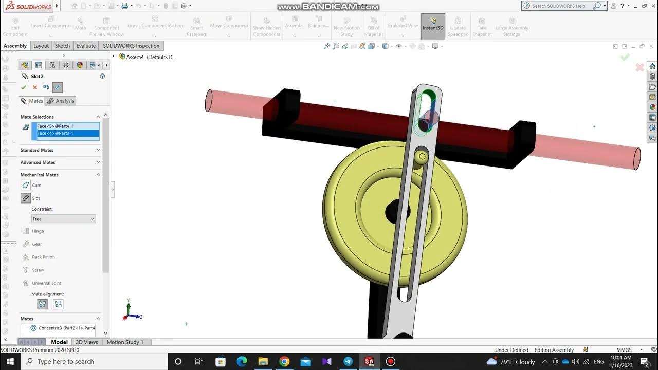 whitworth quick return mechanism : Solidwork assembling tutorial 1 ...