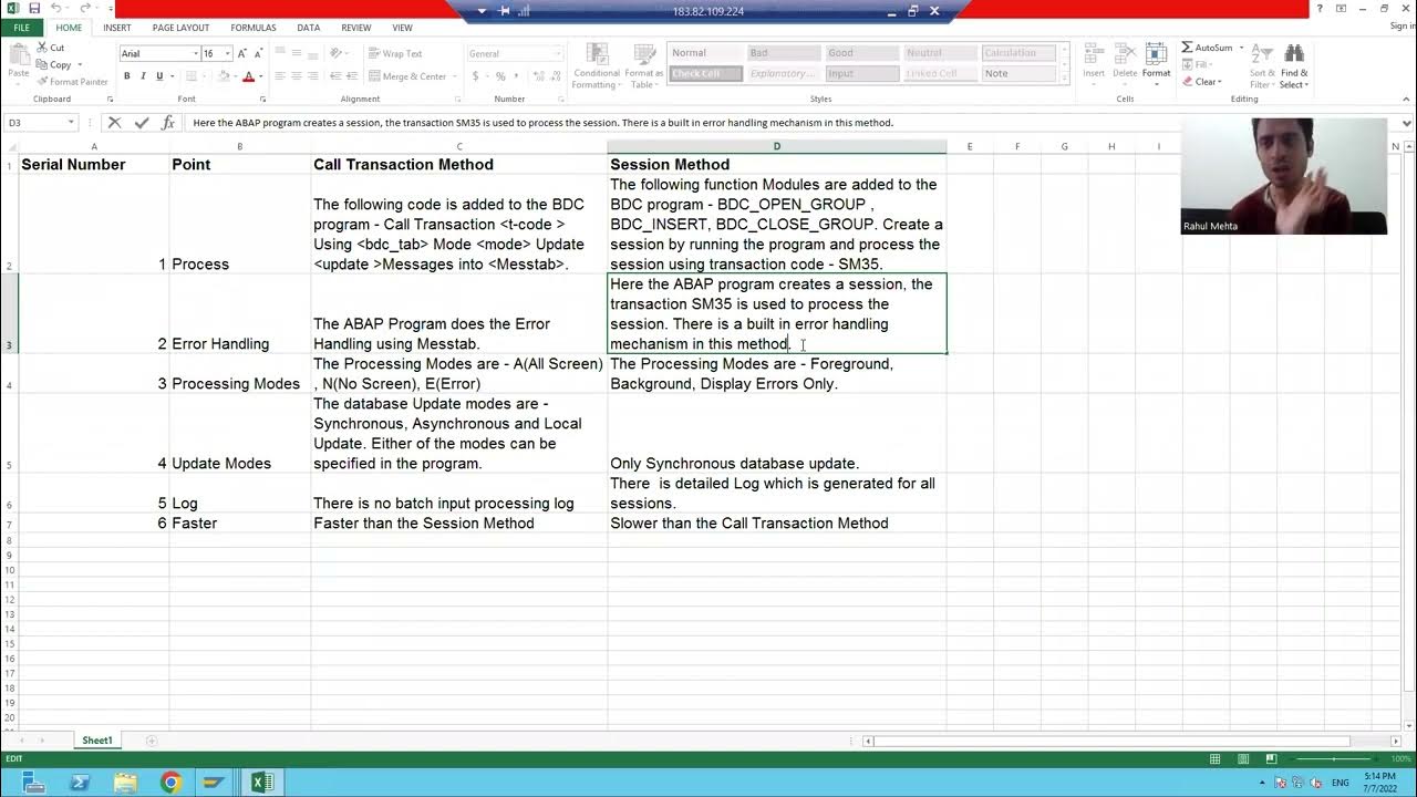 17 - Data Migration Techniques - BDC - Comparison of Call Transaction Method and Session Method ...