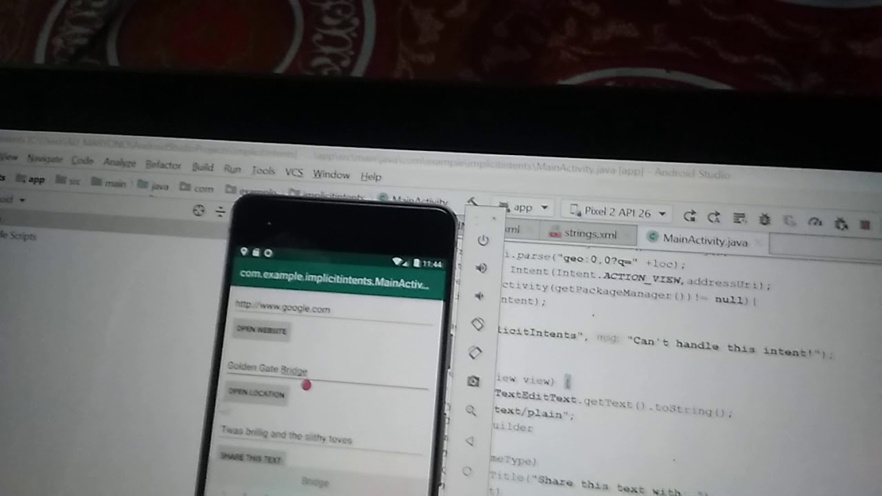 Hasil Project Implicit Intents - YouTube