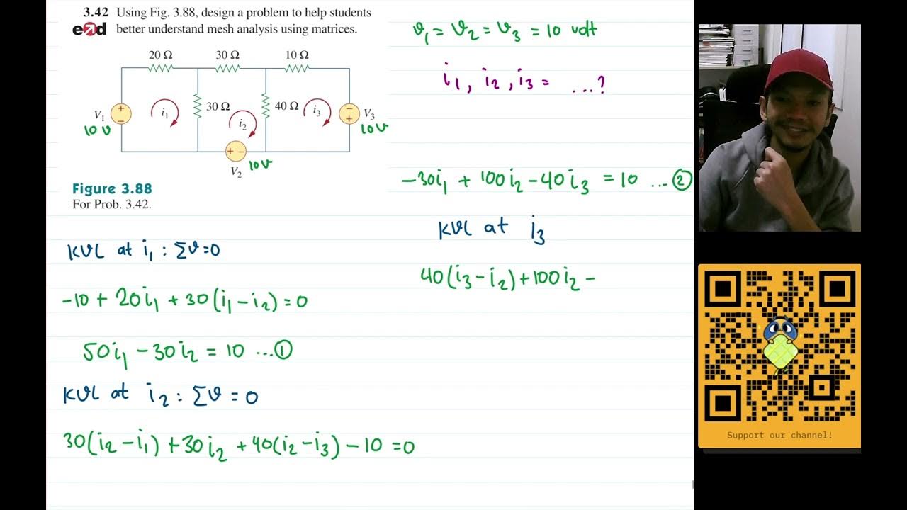 Problem 3.42 Fundamental of Electric Circuits (Alexander/Sadiku) 5th Ed - Mesh Analysis - YouTube