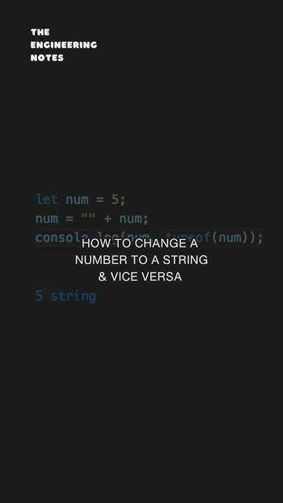 how to change a number to a string & vice versa #javascript - YouTube