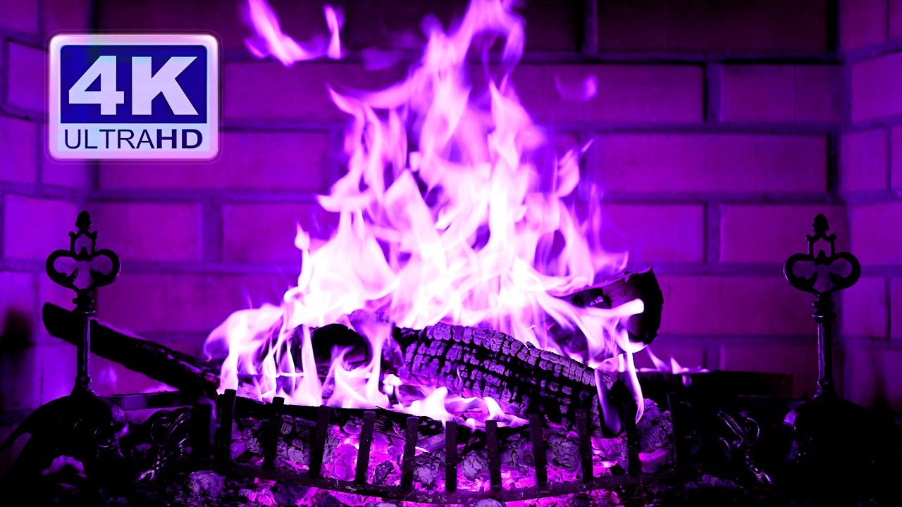 🔥 PURPLE FIREPLACE 4K Ultra HD. Halloween Ambience - YouTube