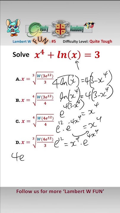 Do You Know How to Solve this Equation with the Lambert W Function? #mathsshorts # ...